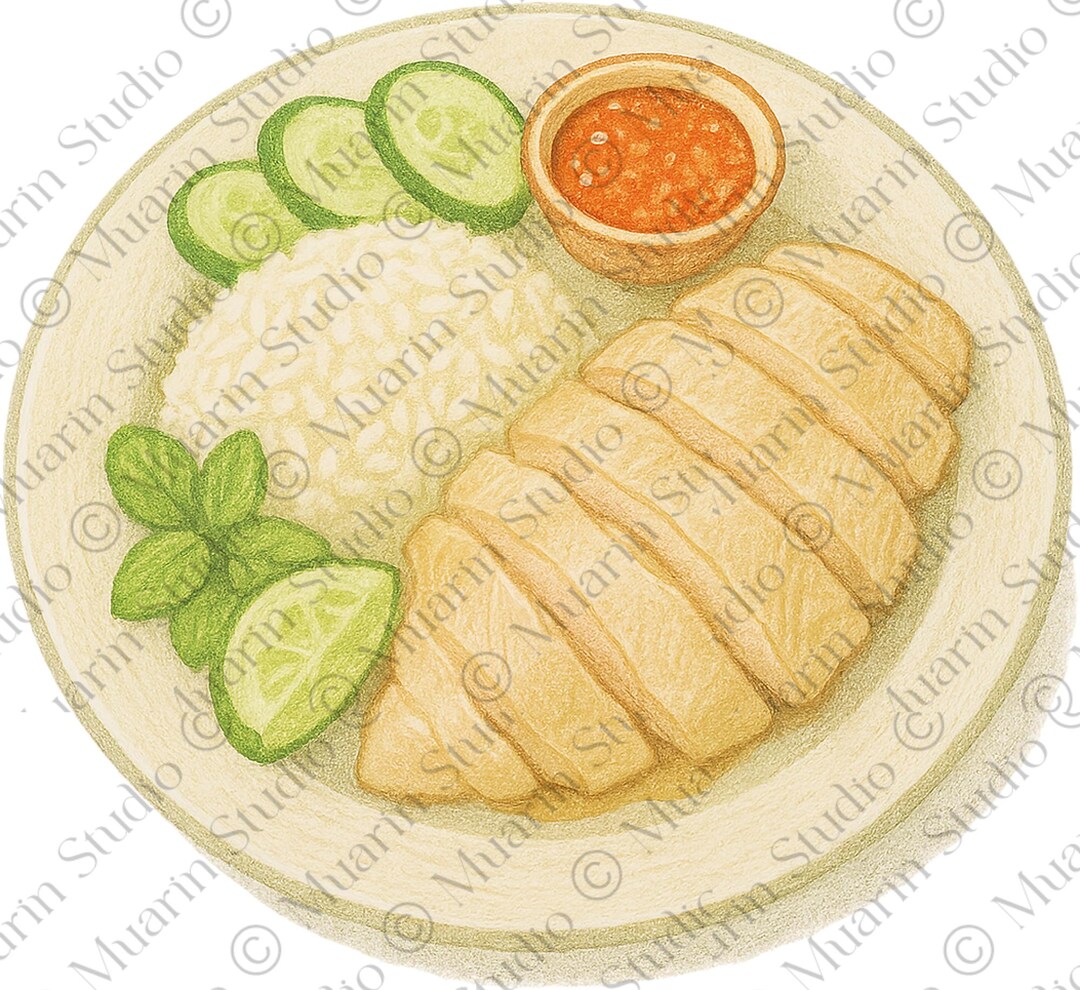 Hainanese Chicken Rice PNG Illustration – Colored Pencil Clipart ...