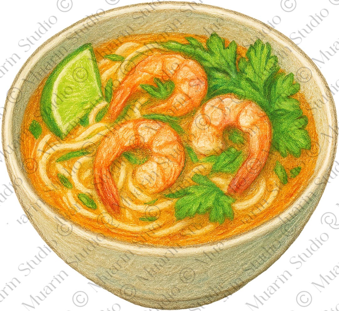 Recipe Card Food Clipart PNG – Laksa Noodle Soup, Colored Pencil ...