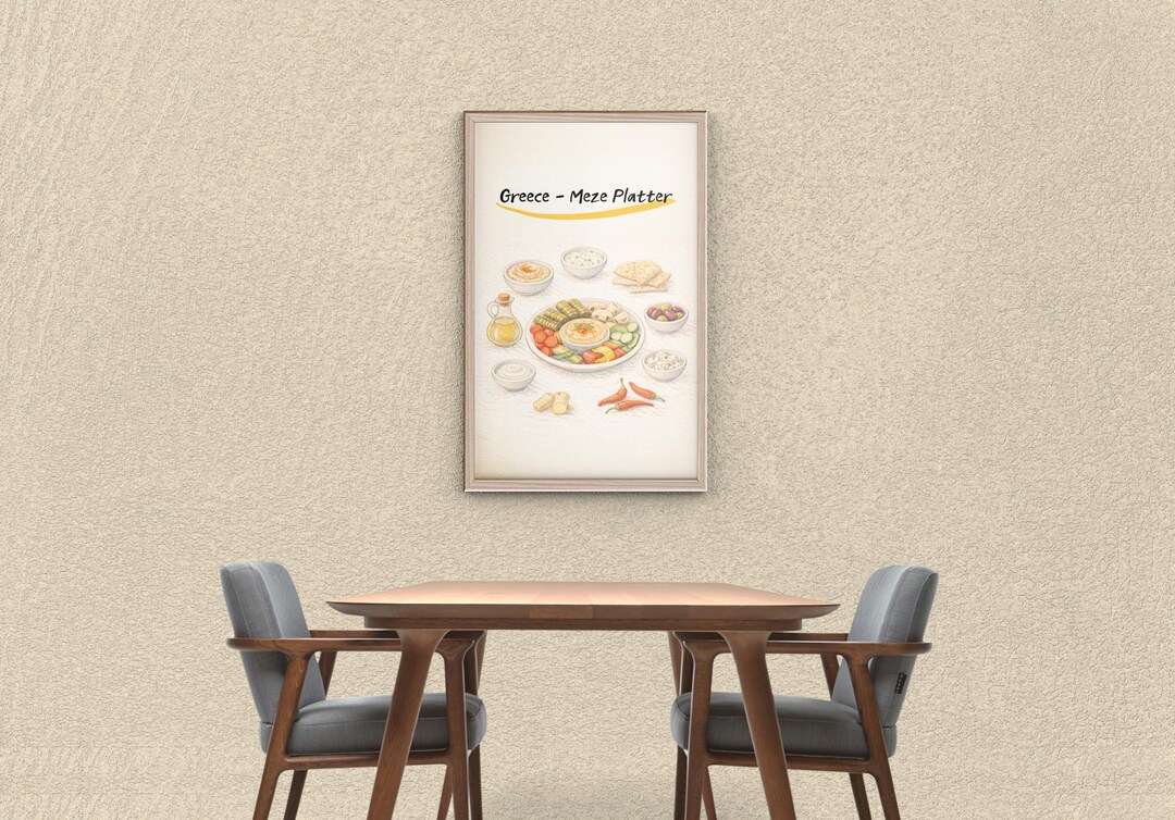 Greek Meze Ingredients Poster – Mediterranean Recipe Printable, Kitchen ...
