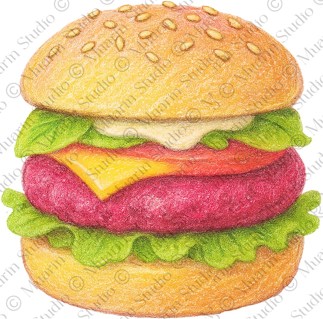 Restaurant Menu Food PNG – Australian Beetroot Burger, Colored Pencil ...