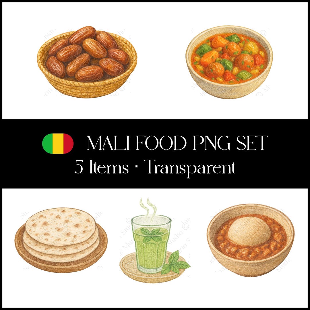 Malian Food PNG Set Illustration – Colored Pencil Clipart, Transparent ...