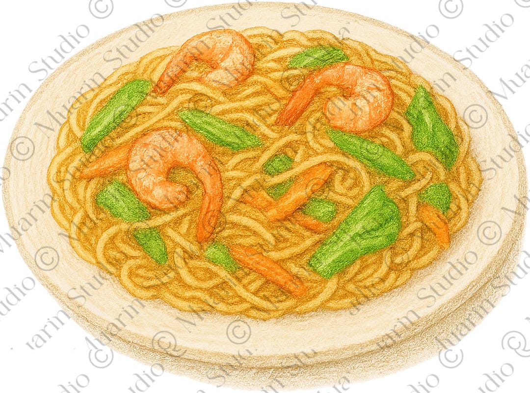 Pancit Bihon Rice Noodles PNG Illustration – Colored Pencil Clipart ...