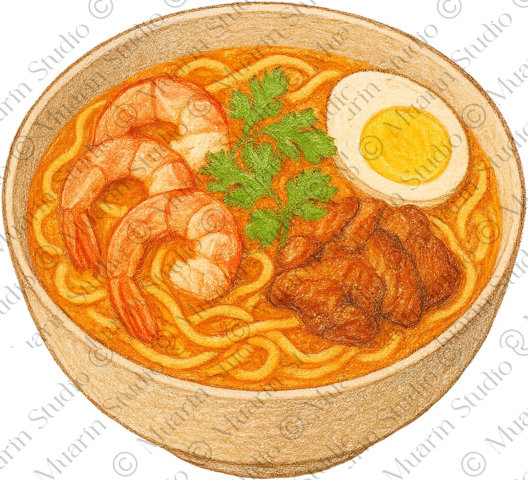 Recipe Card Food Clipart PNG – Laksa Noodle Soup, Colored Pencil ...