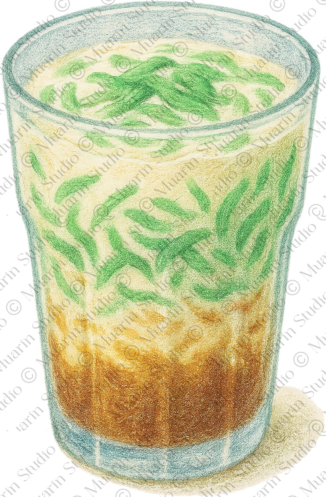 Es Cendol Iced Dessert Drink PNG Illustration – Colored Pencil Clipart ...