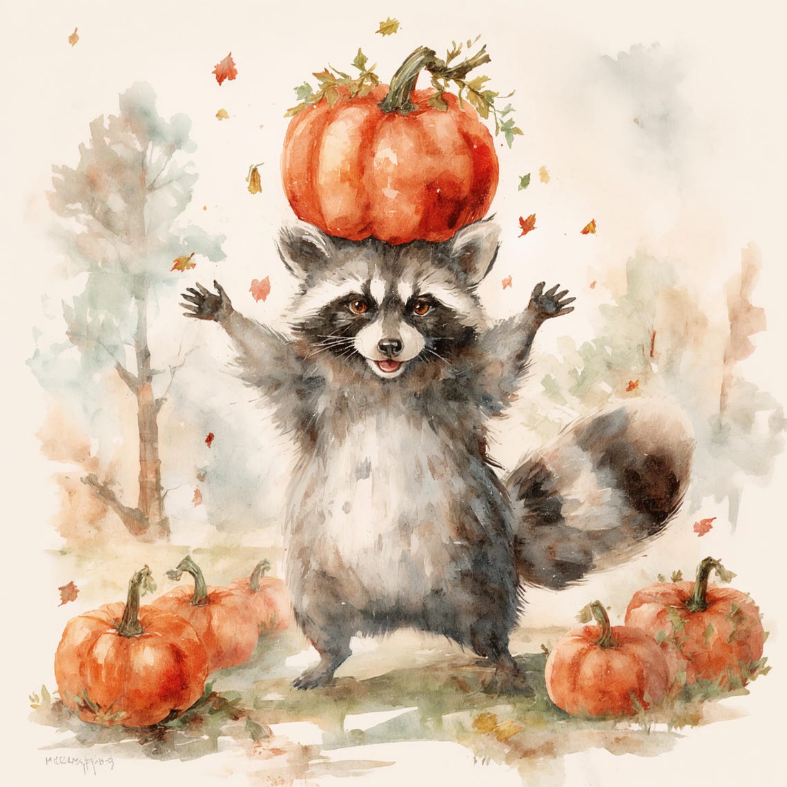 Fall Animals Watercolor Clipart Set Woodland Creatures & Pumpkins 12 ...