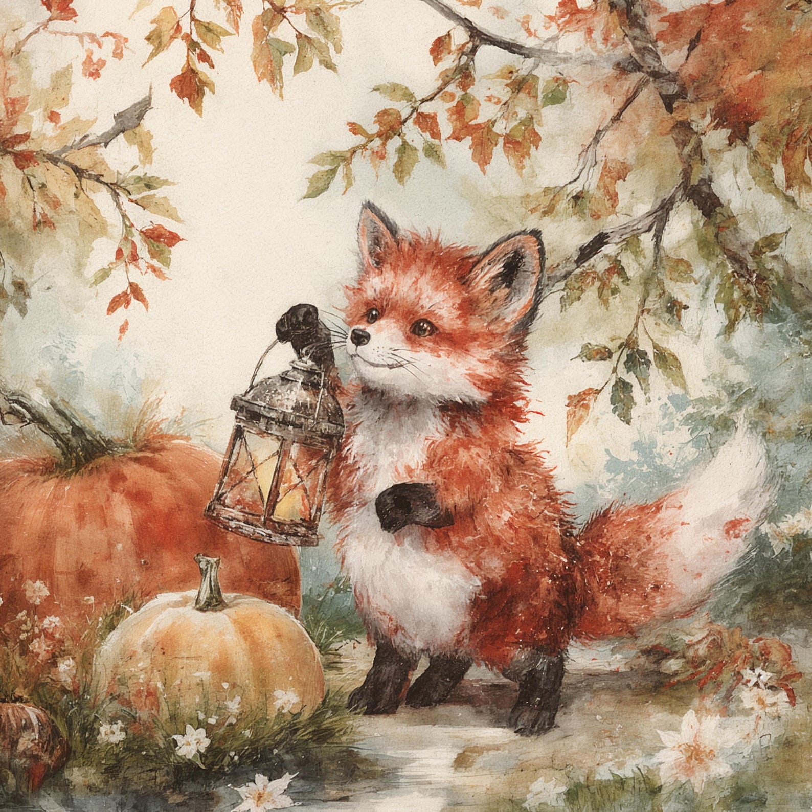 Fall Animals Watercolor Clipart Set Woodland Creatures & Pumpkins 12 ...