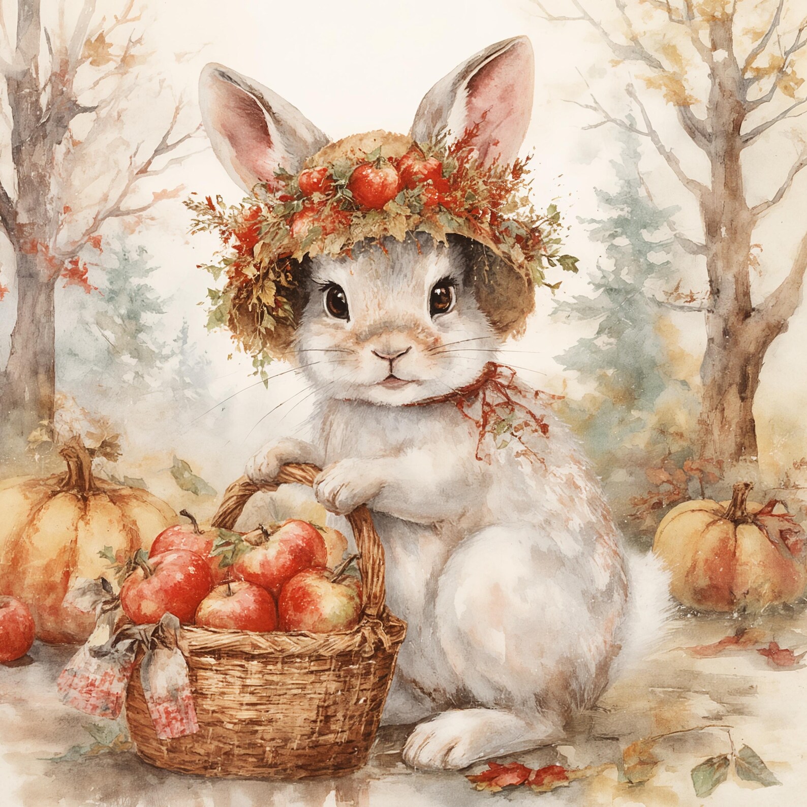 Fall Animals Watercolor Clipart Set Woodland Creatures & Pumpkins 12 ...