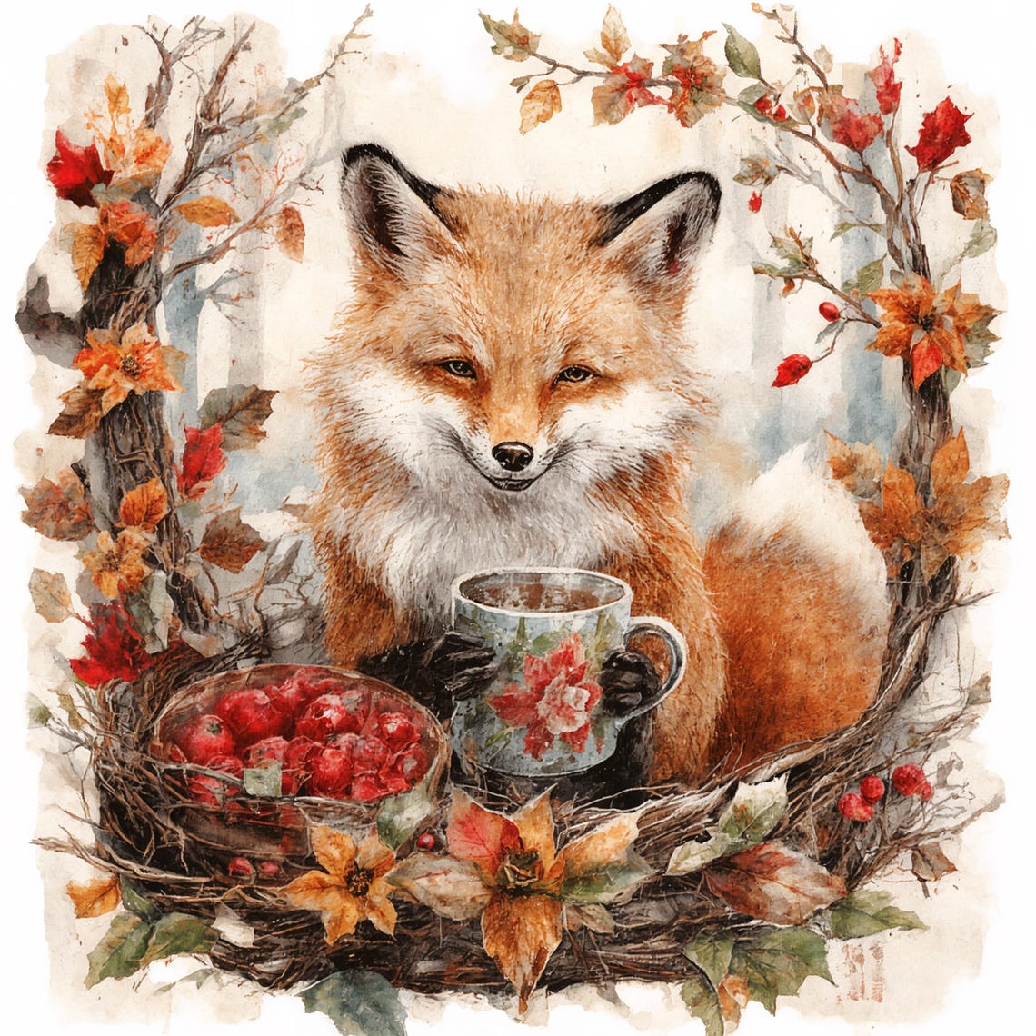 Fall Animals Watercolor Clipart Set Woodland Creatures & Pumpkins 12 ...