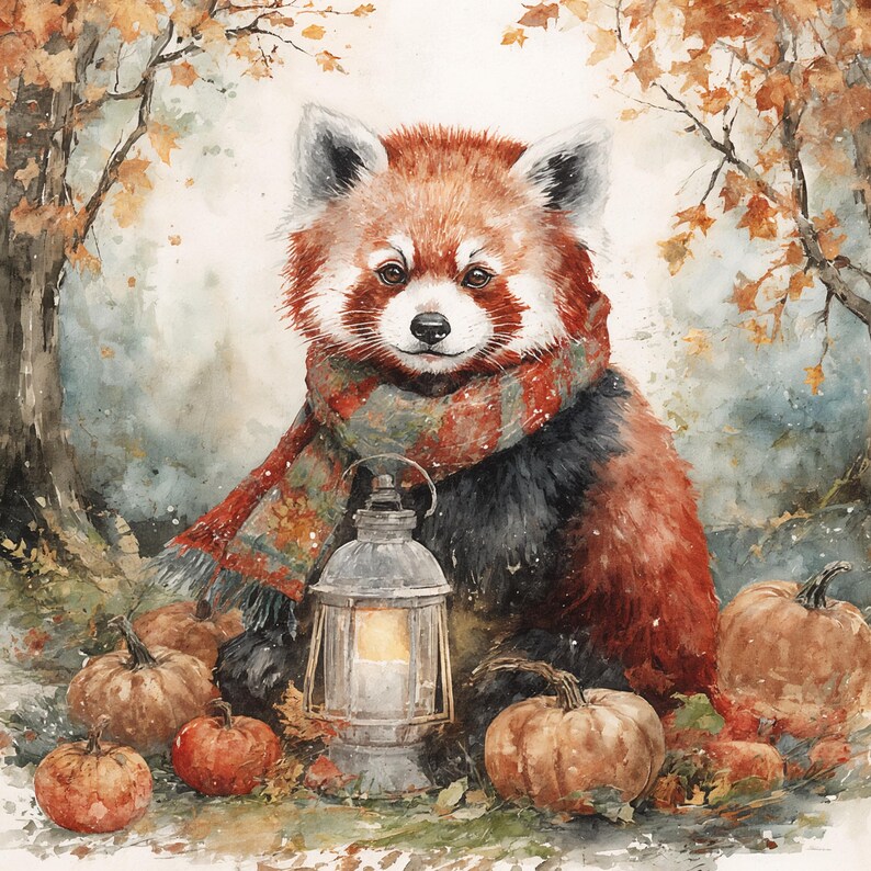 Fall Animals Watercolor Clipart Set Woodland Creatures & Pumpkins 12 ...