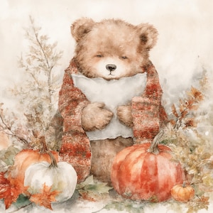 Fall Animals Watercolor Clipart Set Woodland Creatures & Pumpkins 12 ...