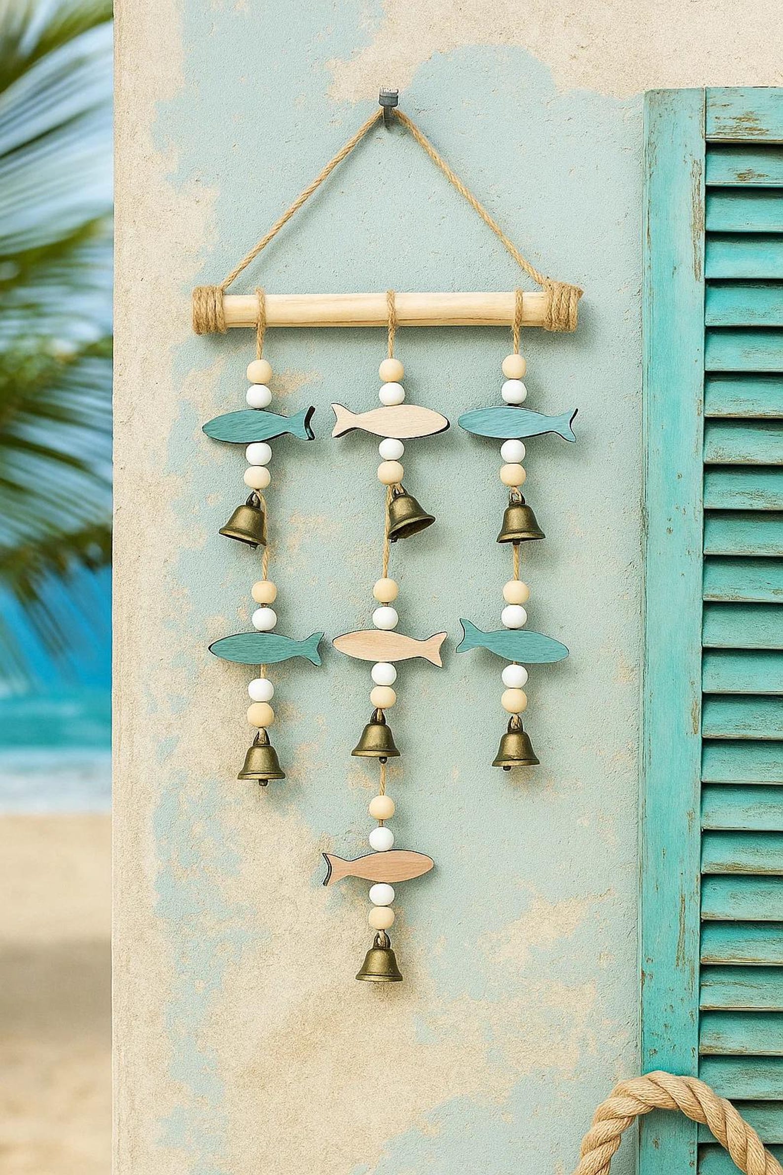 Mediterranean Fish Bell Wind Chime | Nautical Coastal Decor - Etsy