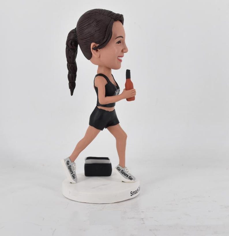 Custom Photo Bobblehead - Female Workout Figurine With Water Bottle ...