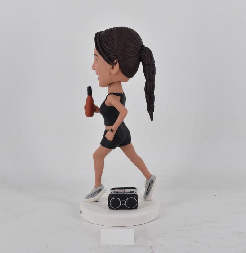 Custom Photo Bobblehead - Female Workout Figurine With Water Bottle ...