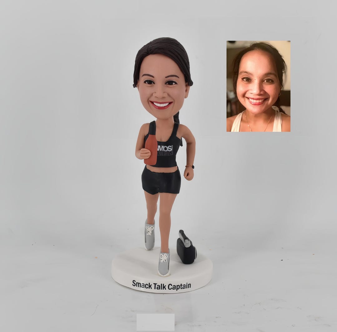 Custom Photo Bobblehead - Female Workout Figurine With Water Bottle ...