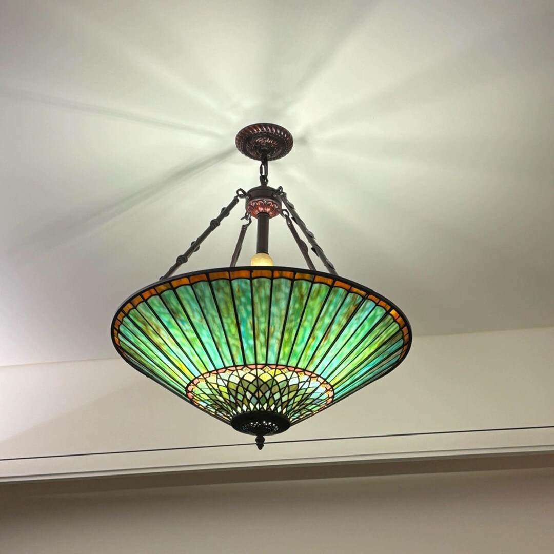 Handmade Green Glass Chandelier - Etsy