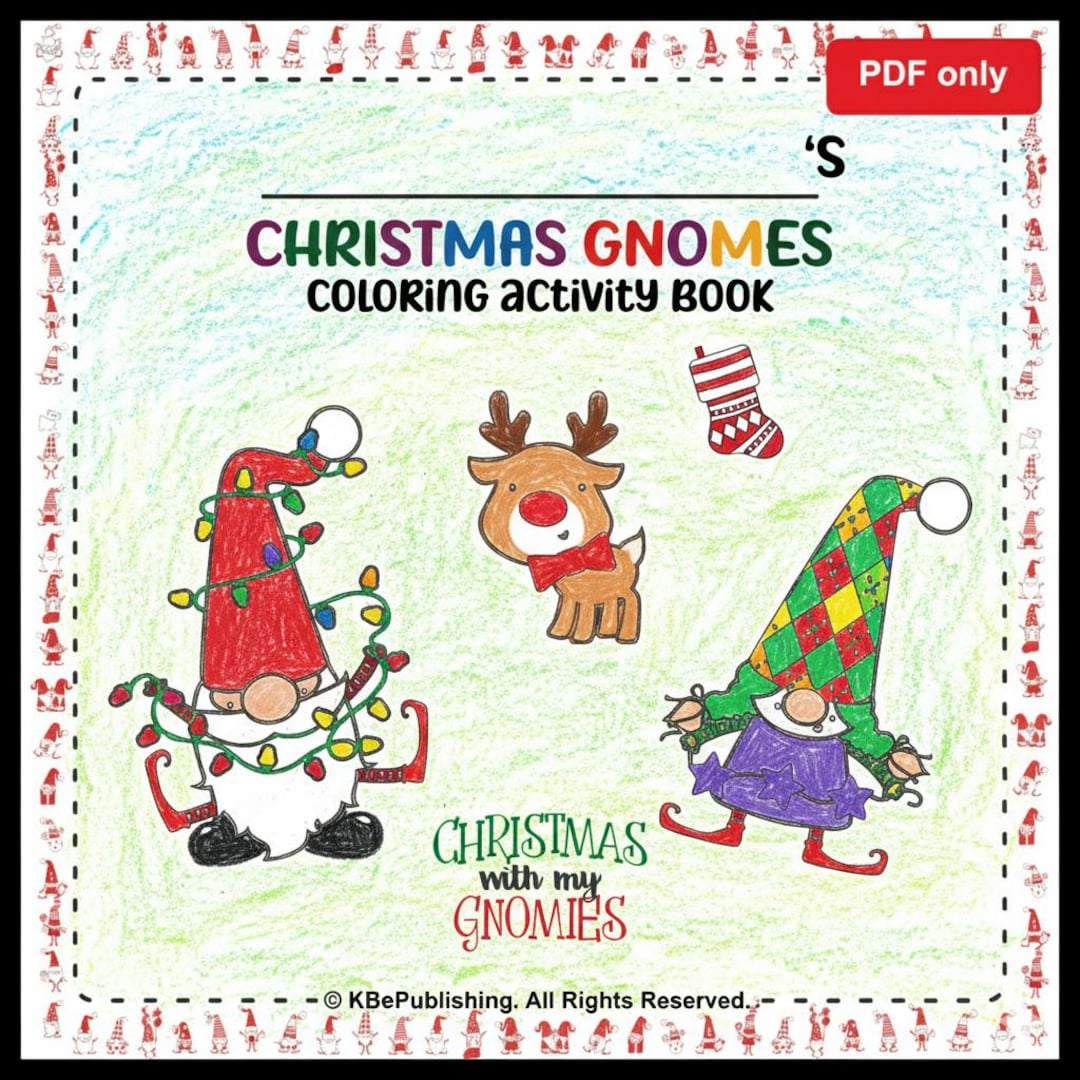 Christmas Gnomes Coloring Pages Book Kids Fun Artwork Activities ...