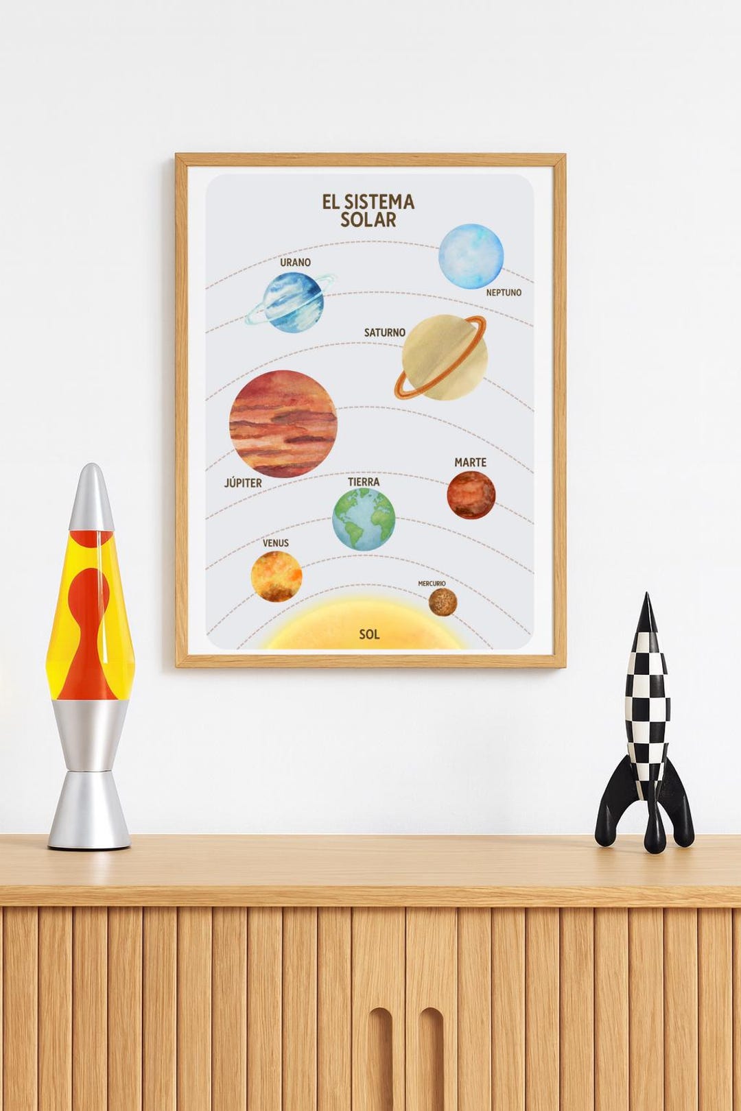 Póster Del Sistema Solar Montessori En Acuarela | Planetas Para Niños ...
