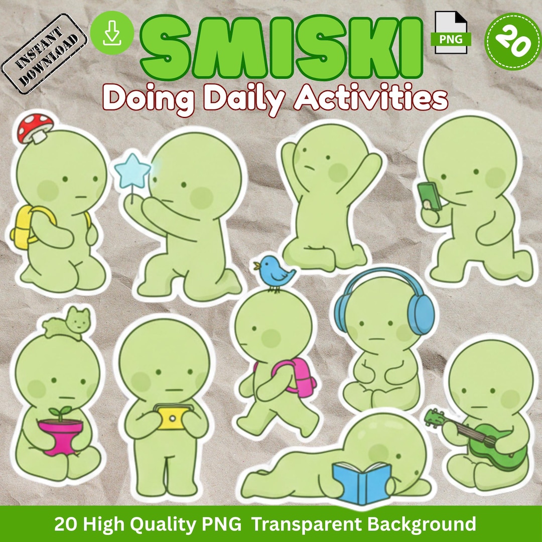 Smiski Doing Daily Activities PNG Bundle | Cartoon Action Poses | 20 ...