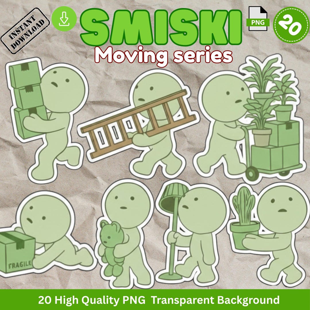 Smiski Moving Series PNG Bundle | Clipart | Kawaii Moving Day ...