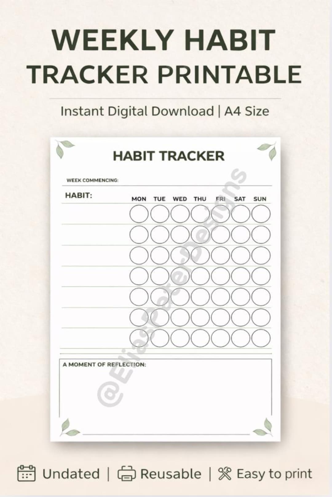 Botanical Habit Tracker Bundle Printable | Monthly & Weekly Habit ...
