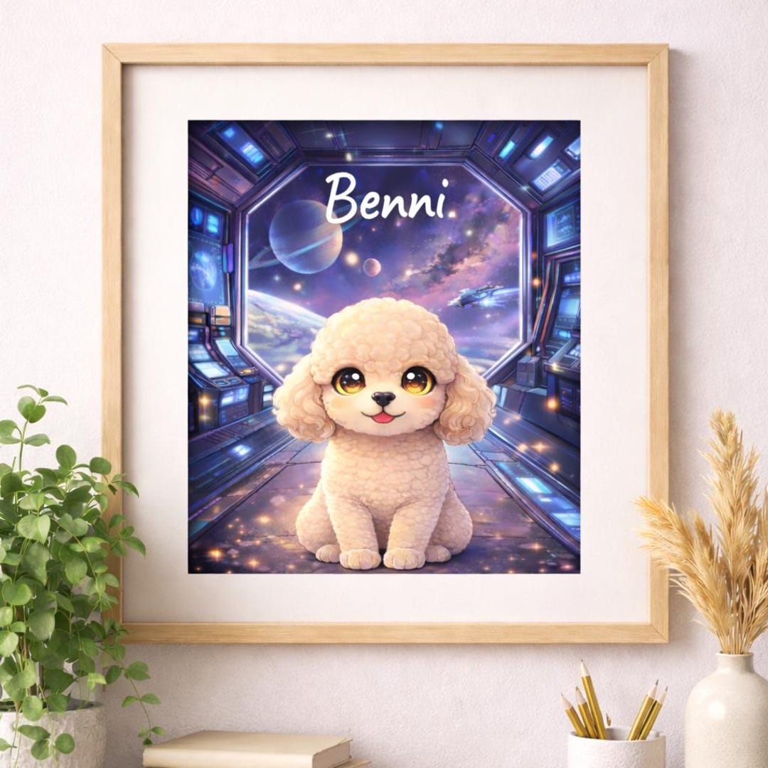Custom Maltipoo Portrait, Anime White Dog Art, Bichon Frise Drawing ...