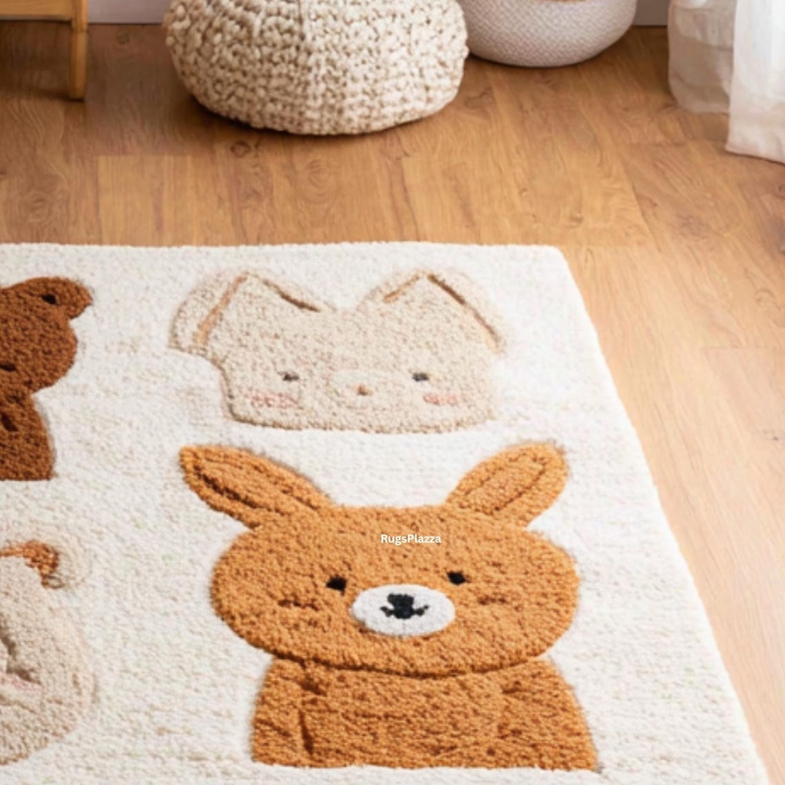 Animal Nursery Rug for Baby Room Decor | Soft Plush Kids Playroom ...