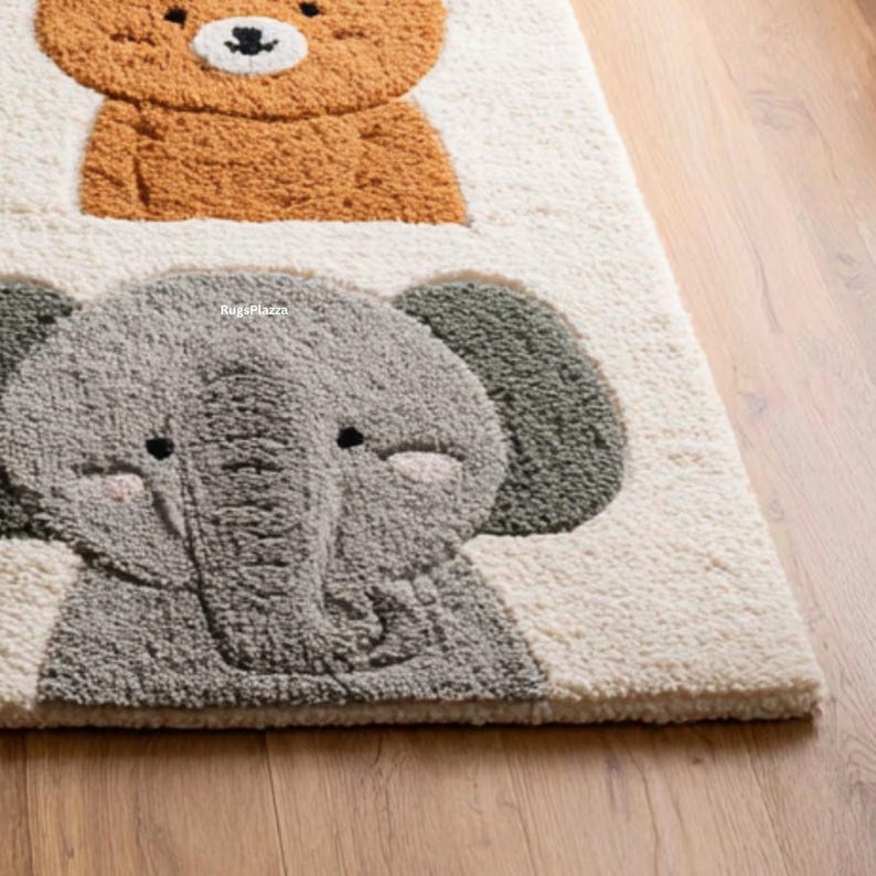 Animal Nursery Rug for Baby Room Decor | Soft Plush Kids Playroom ...