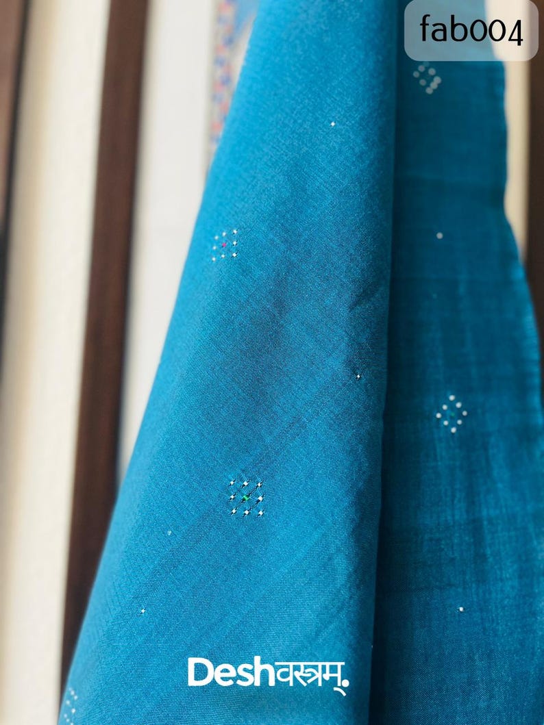 Buy Tangaliya Handloom Cotton Fabric, Rich Teal Blue Textile, Extra ...