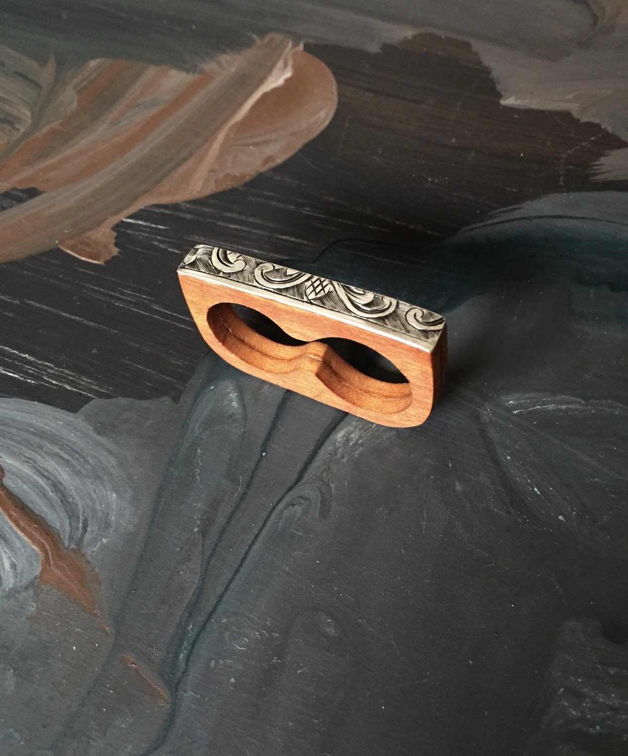 Silver Two Finger Ring Custom Size Unisex Bar Ring Men Mens - Etsy