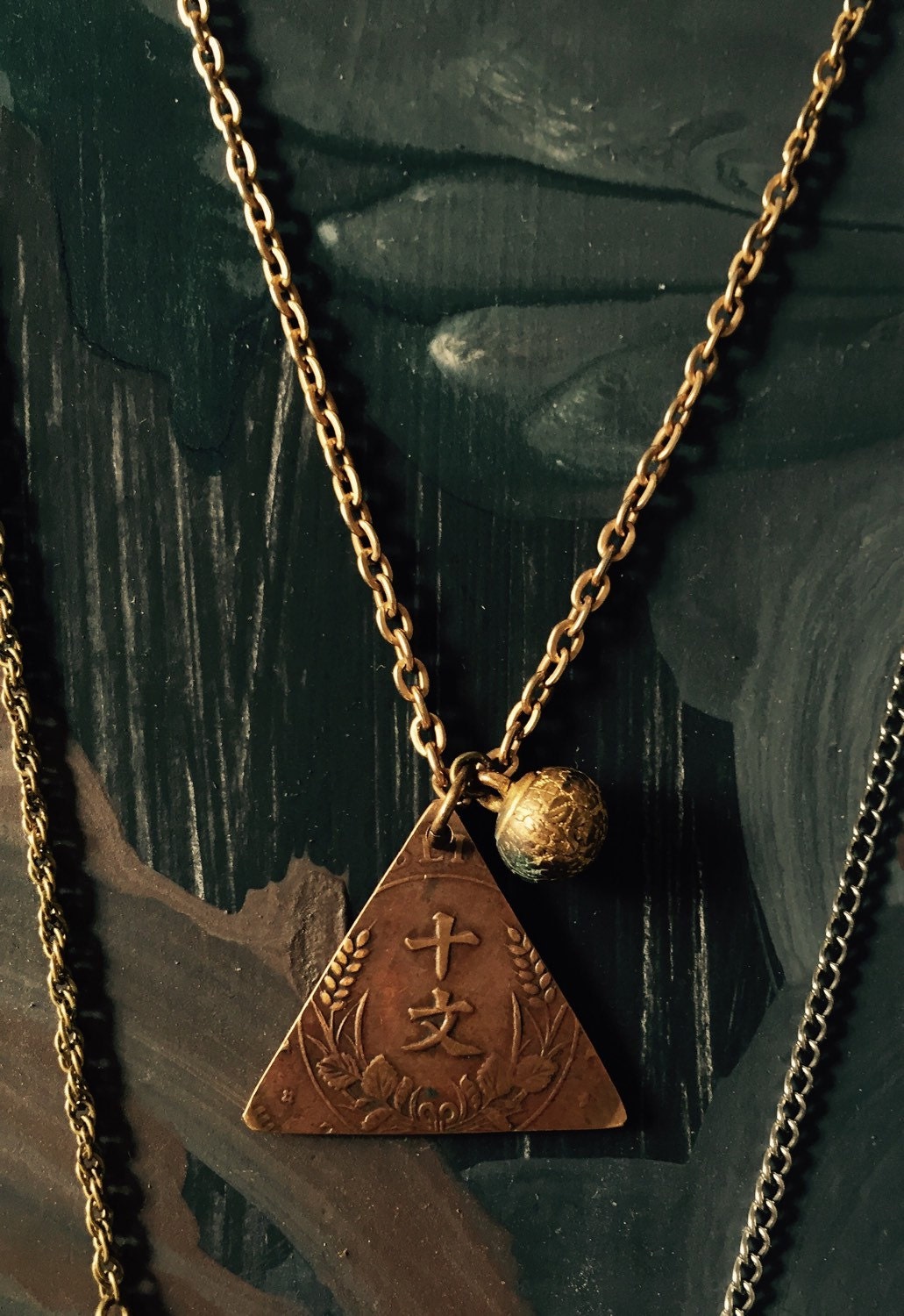 Triangle Necklace Rustic Triangle Unisex Jewelry Long - Etsy