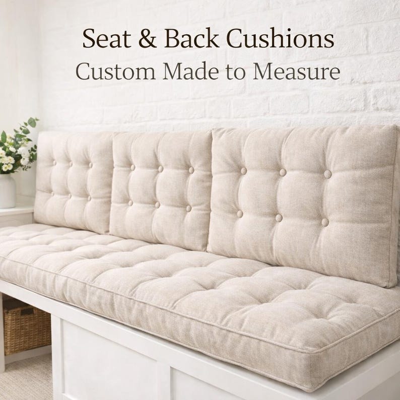 Buttoned Custom Seat & Back Cushions – Made to Measure Bench Cushions ...