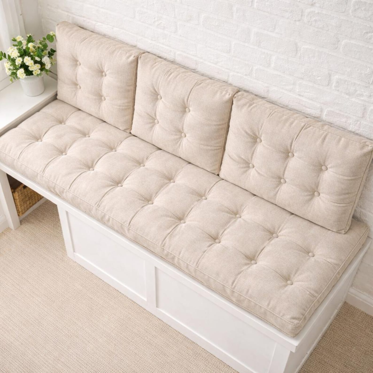 Buttoned Custom Seat & Back Cushions – Made to Measure Bench Cushions ...
