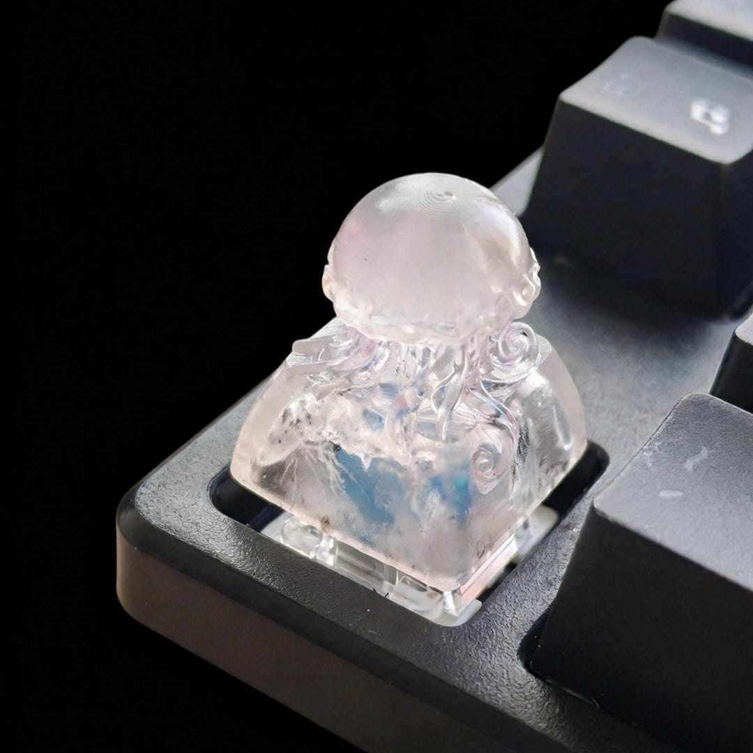 Glitter Jellyfish Artisan Keycap - 3D Transparent Marine ESC Resin ...