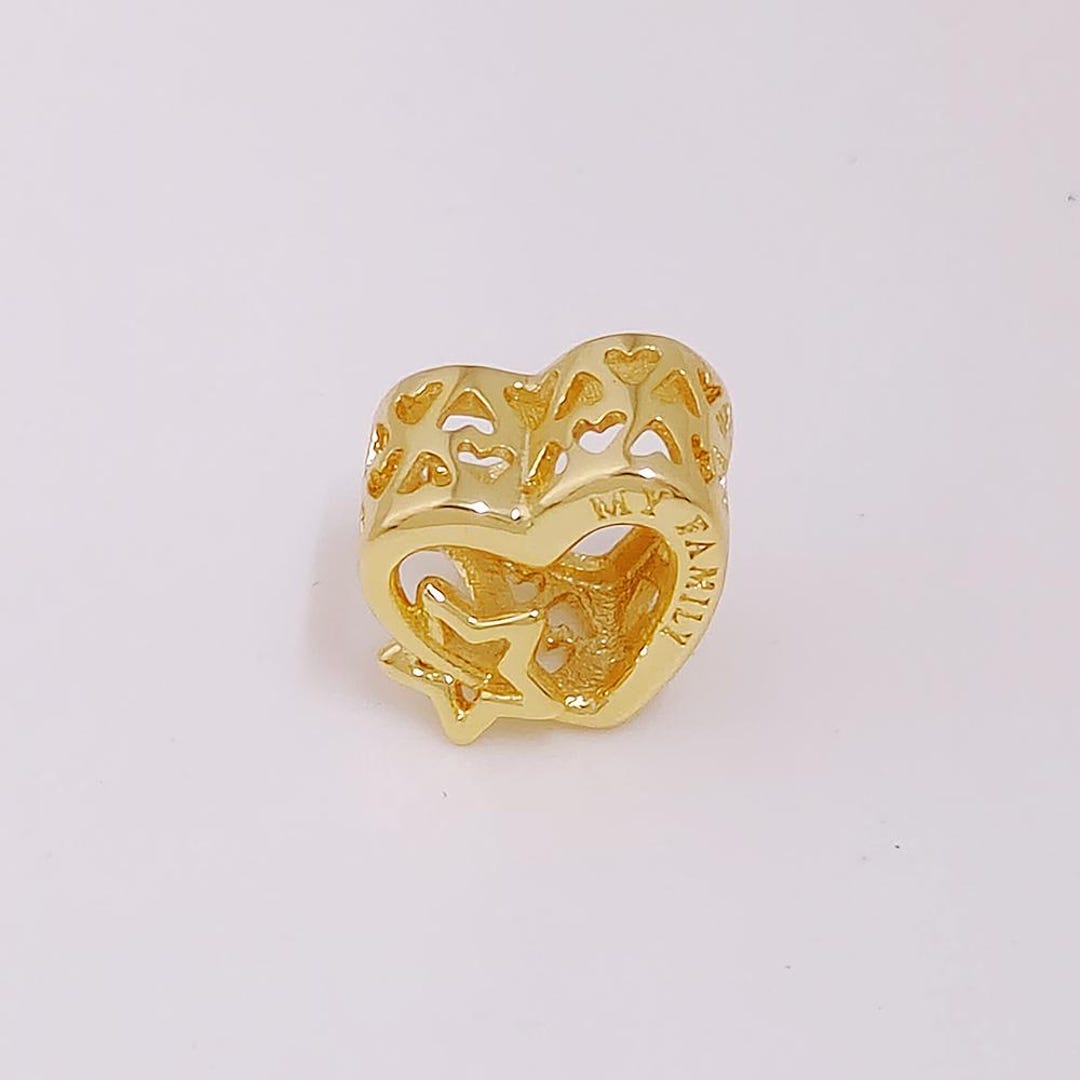 New Pandora Gold Beaded Open Heart Charm - Etsy