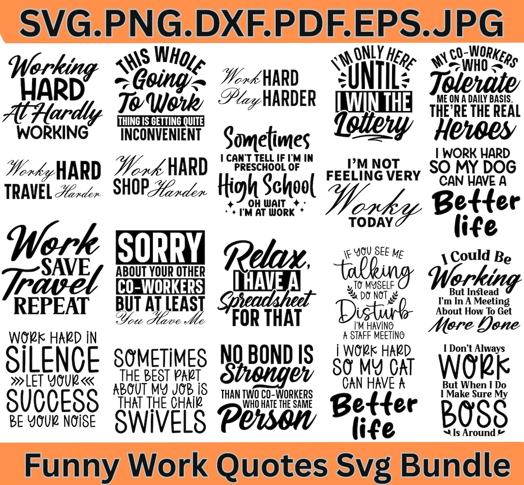 Funny Work Quotes SVG Bundle Instant Download | Office Humor Clipart ...