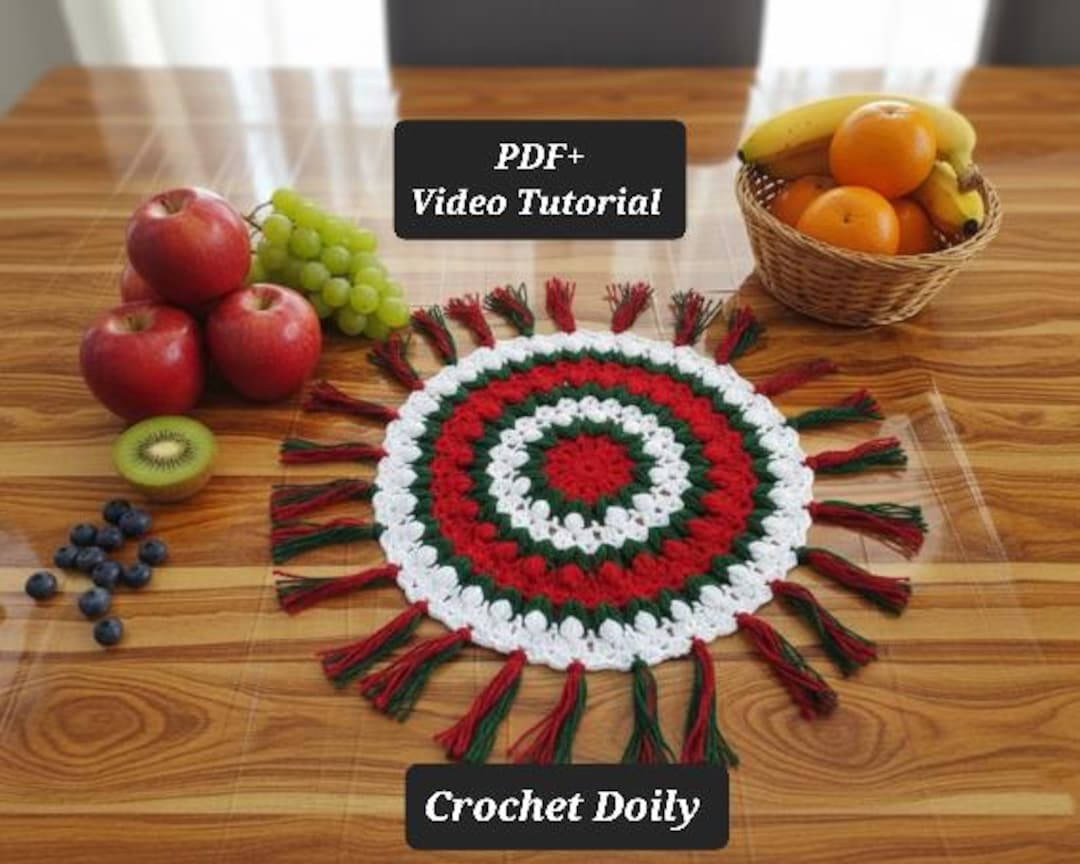 Christmas Crochet Doily Pattern | Holiday Tassel Table Decor (PDF ...
