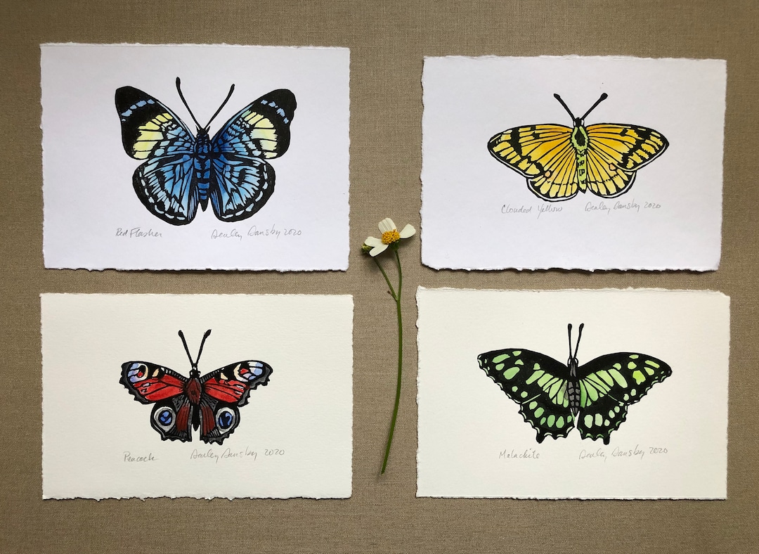 Butterfly Lino Print, Original Linoleum Print, Nature Print, Hand ...