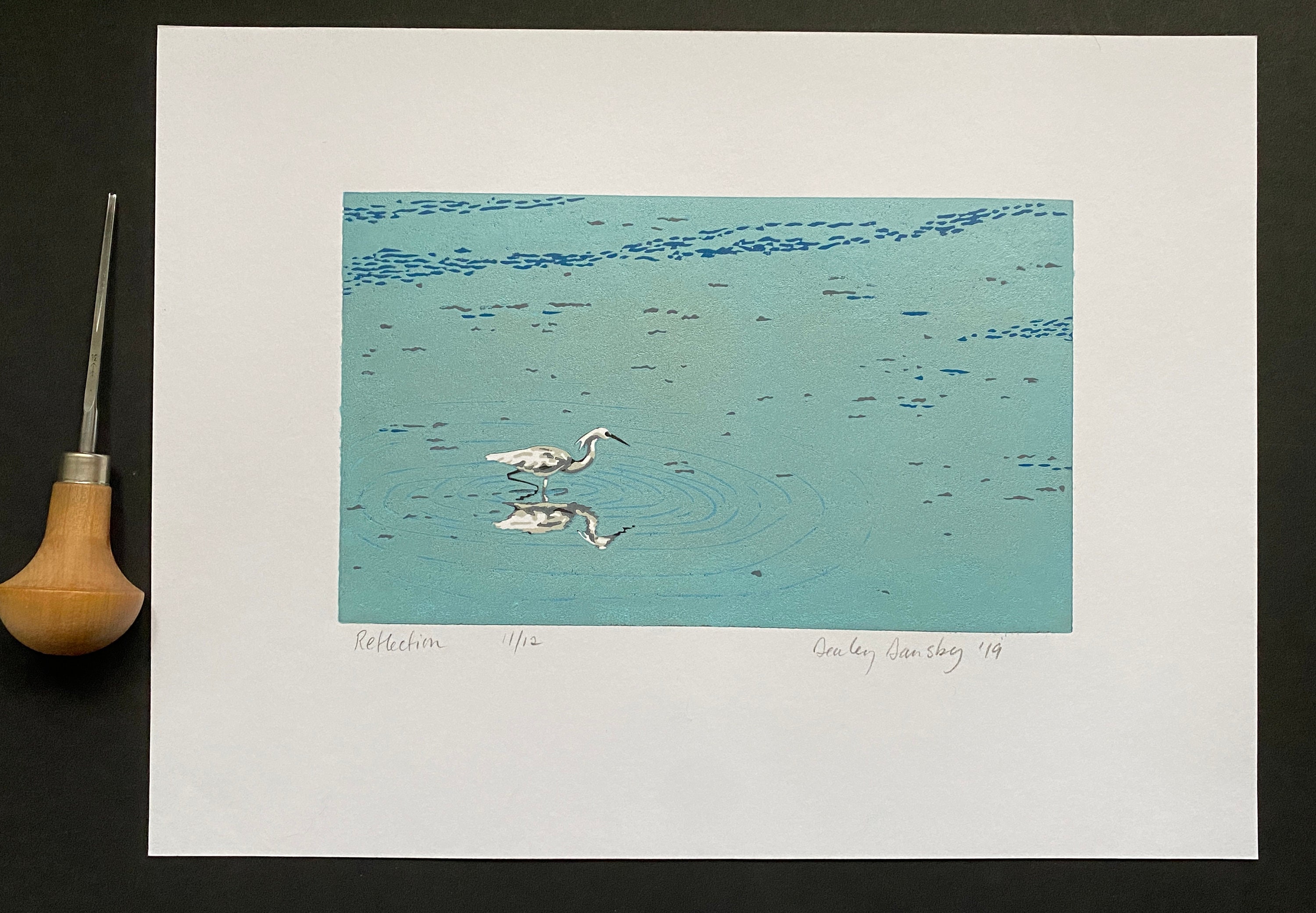 Egret Lino Print Reduction Print Limited Edition - Etsy