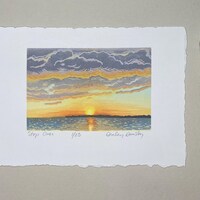 Smoke Plume Over Water - 8x10 Linocut Linoleum Block Print - Etsy