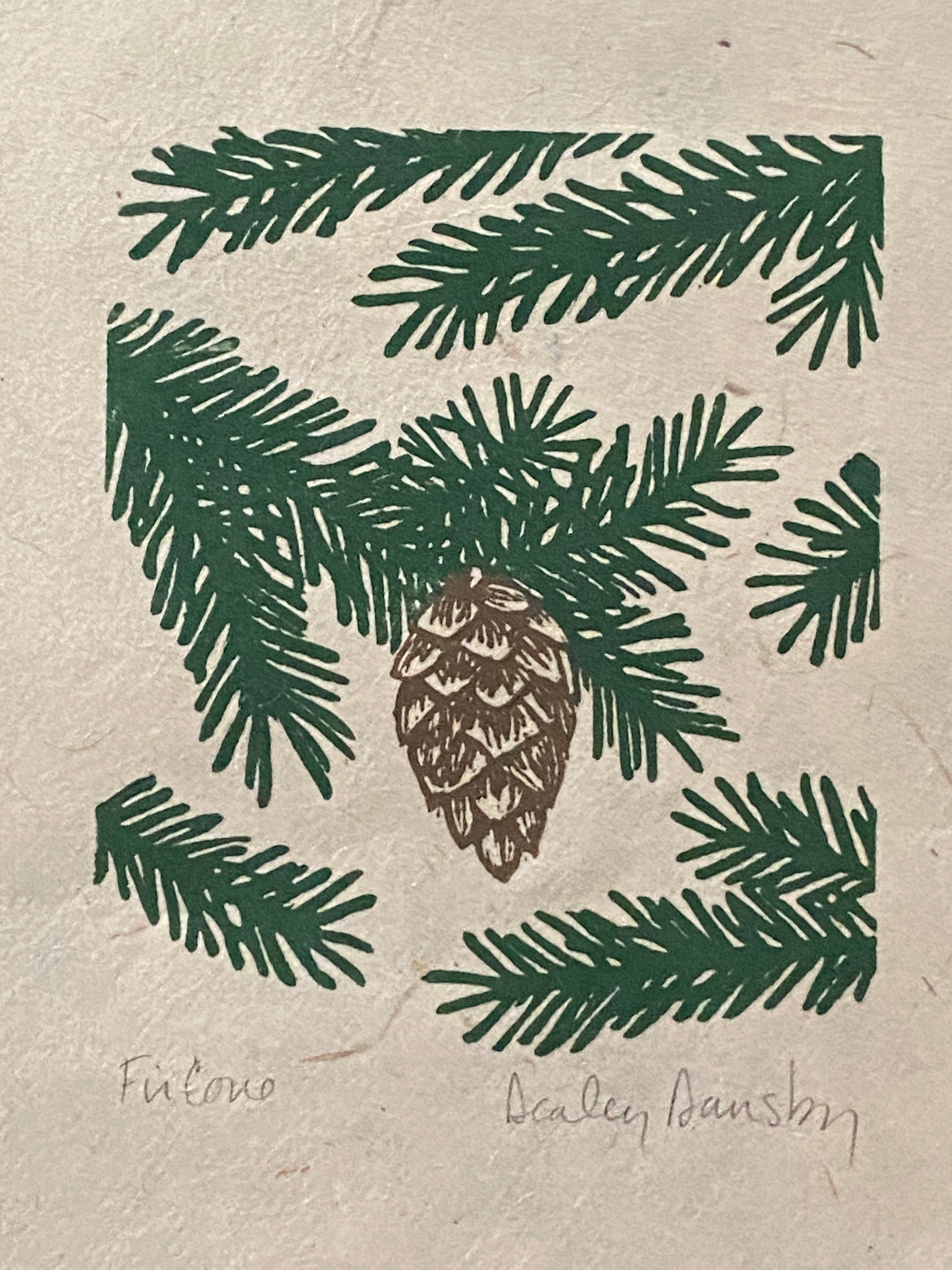 Fir Cone, Hand Printed Lino Block Print, Douglas Fir Tree - Etsy