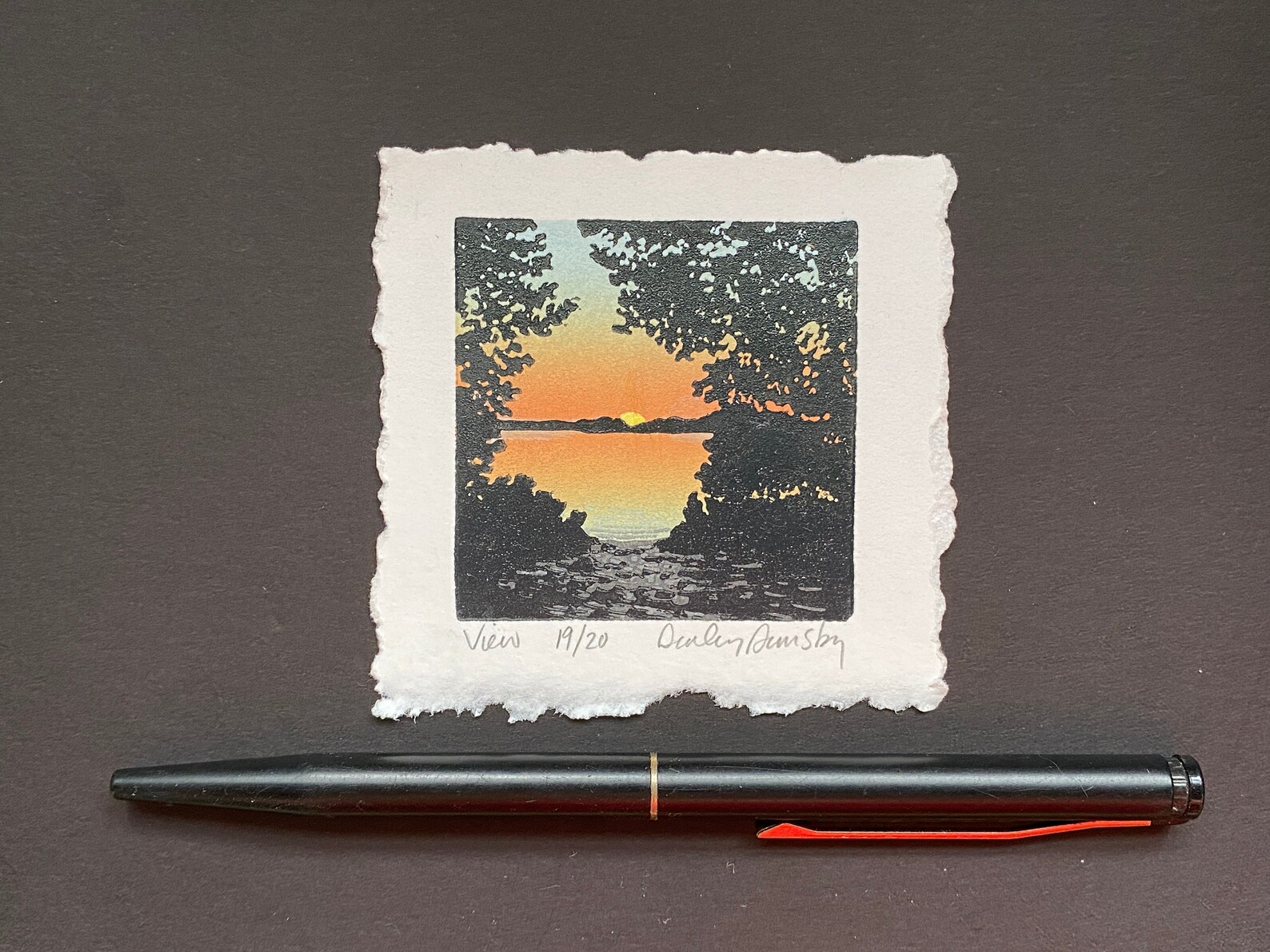 View Limited Edition Reduction Lino Print Sunset View and - Etsy