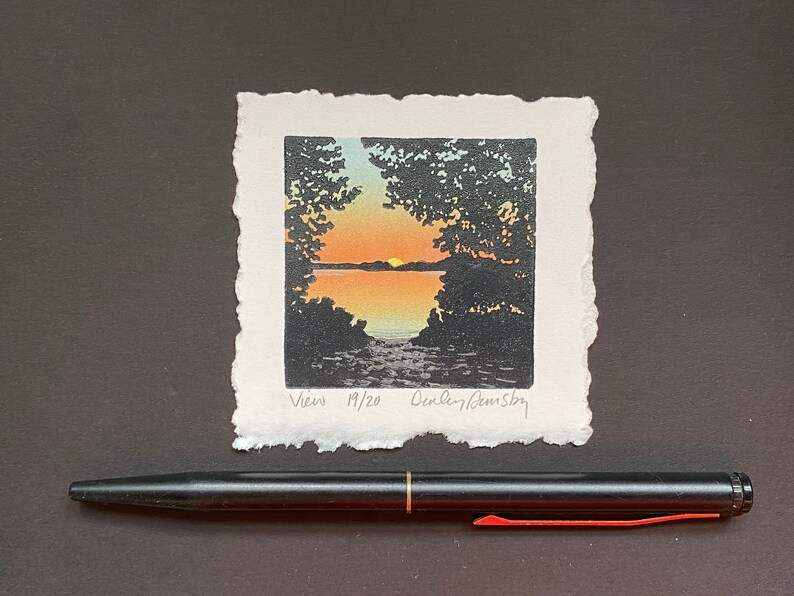 View Limited Edition Reduction Lino Print Sunset View and - Etsy