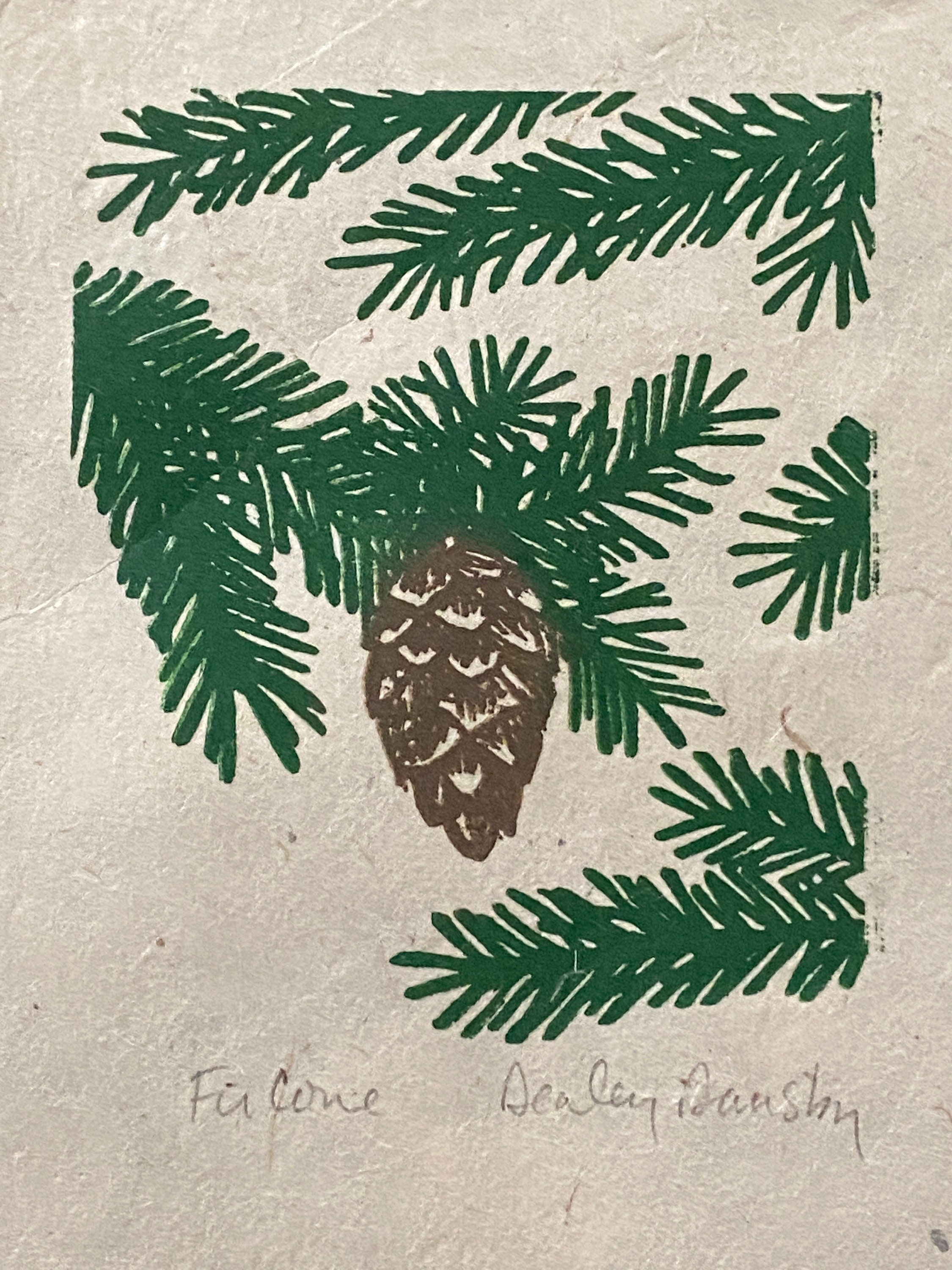 Fir Cone, Hand Printed Lino Block Print, Douglas Fir Tree - Etsy