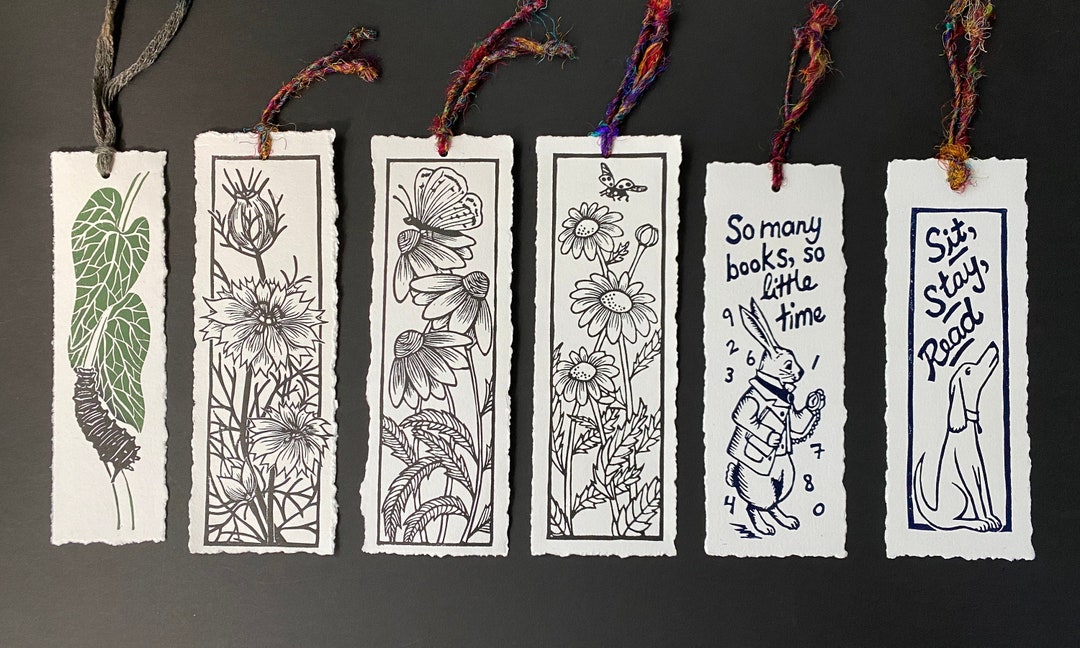 Handprinted Bookmarks Assorted - Etsy
