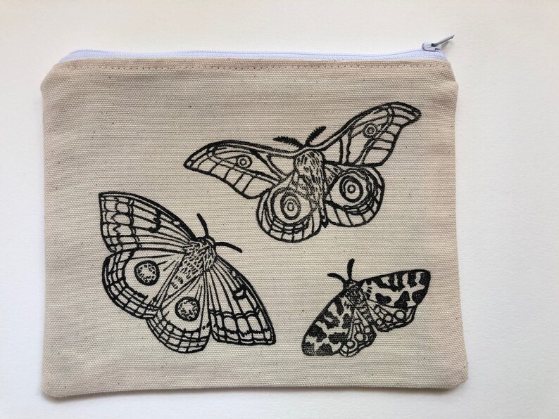 Butterfly Moth or Beetle Print Zipper Pouch/ Pencil Case/ | Etsy