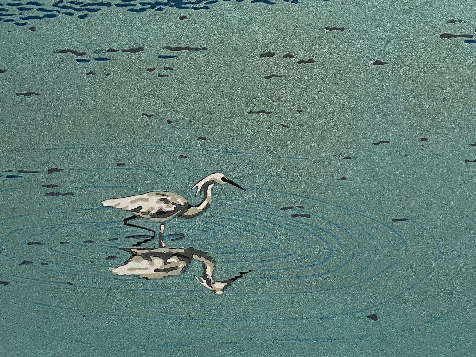 Egret Lino Print Reduction Print Limited Edition - Etsy