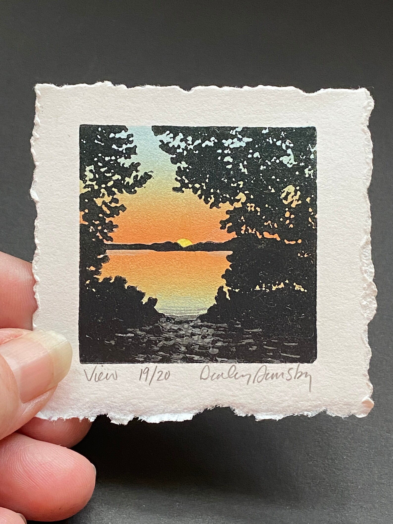 View Limited Edition Reduction Lino Print Sunset View and - Etsy