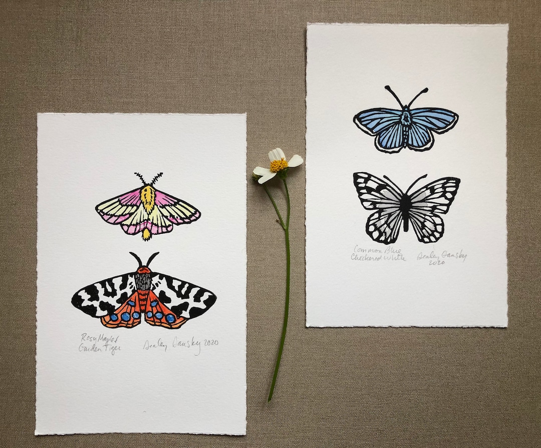 Butterfly Lino Print, Moth Lino Print, Lepidoptera Print, Hand Printed ...