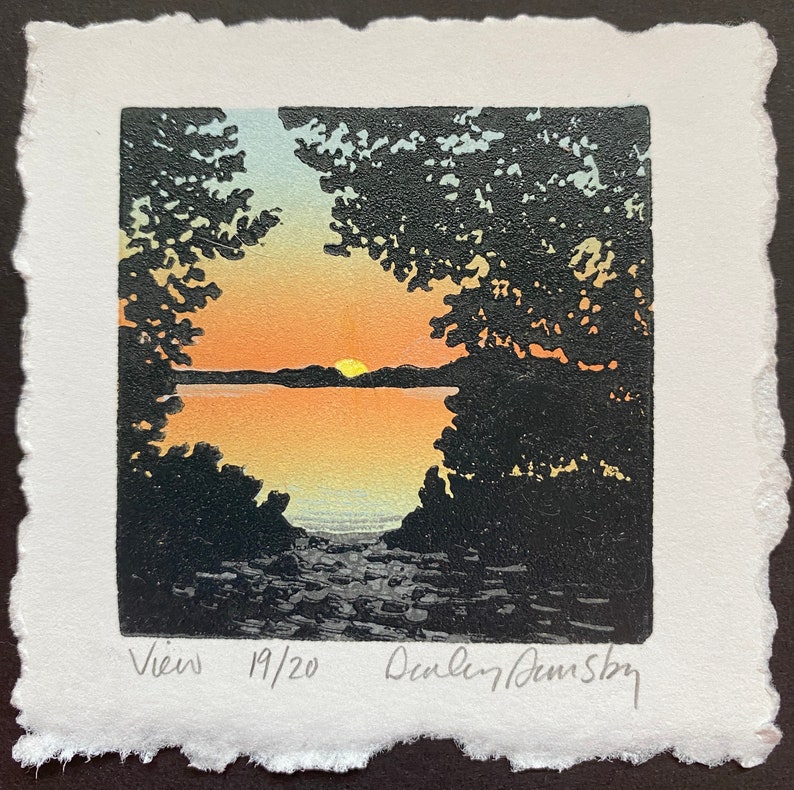 View Limited Edition Reduction Lino Print Sunset View and - Etsy