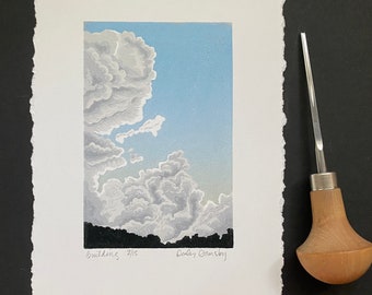 Clouds Lino Print - Etsy
